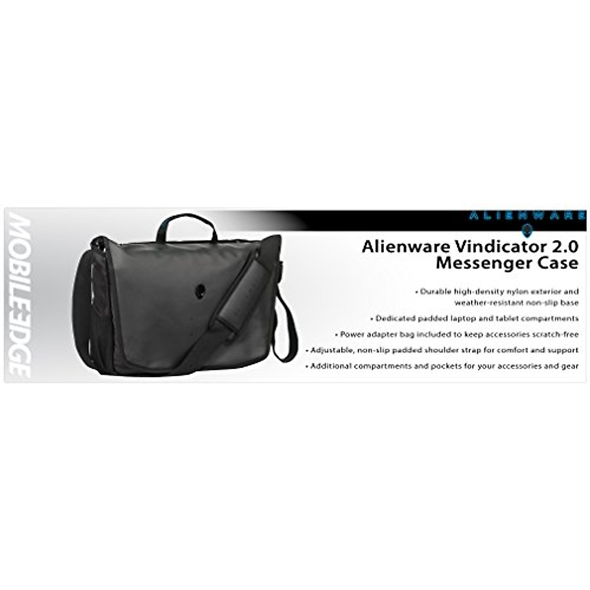 Alienware Vindicator 2.0 Gaming Laptop Messenger Bag, 13 inch/15 inch/17 Inch for Students, Gamers, Black/Teal Blue (AWV1317M2.0)