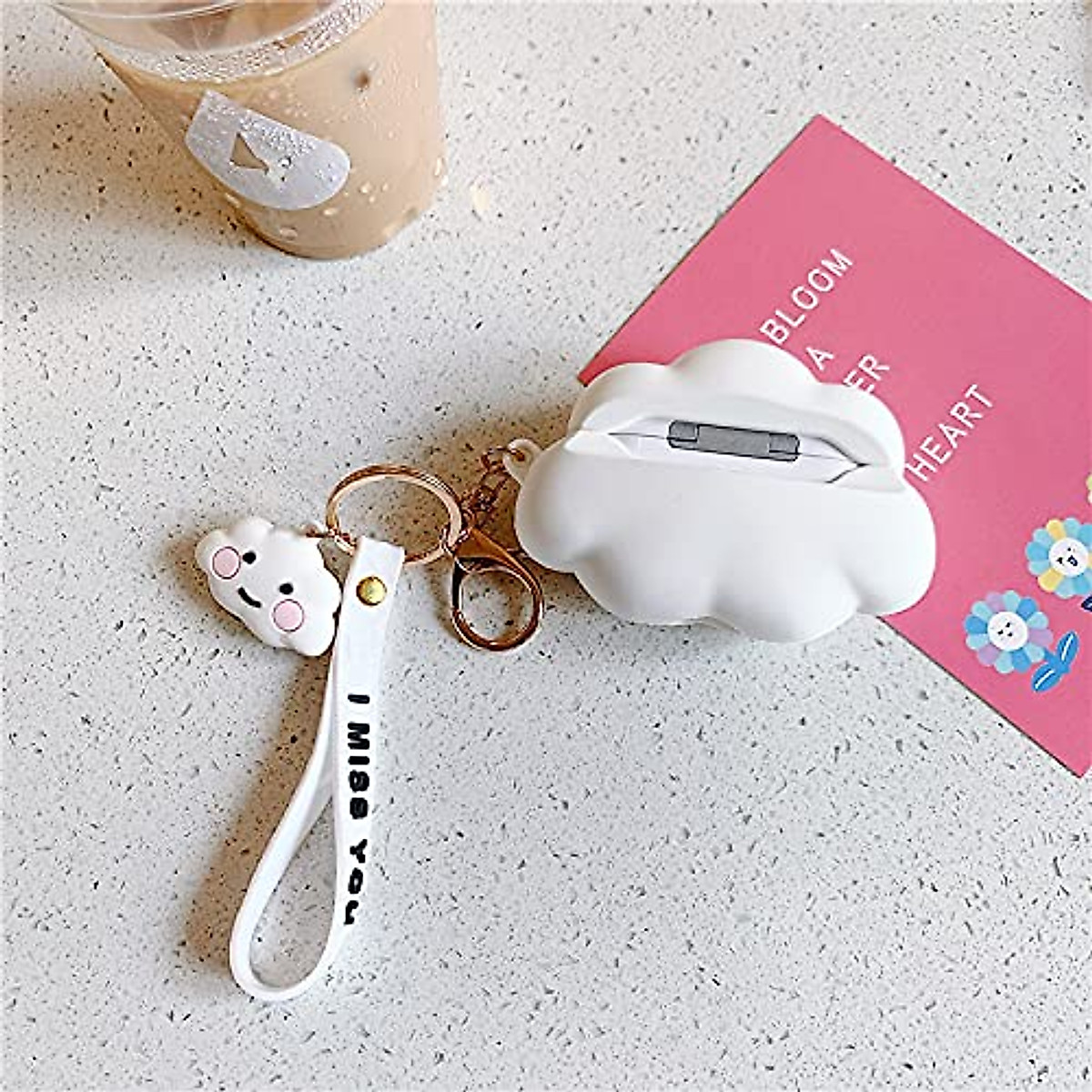 ComfyArt for Beats Studio Buds Cute Cloud with Lanyard Silicone Earphone Sleeve Shockproof Waterproof Protective Earphone Cover Case, White