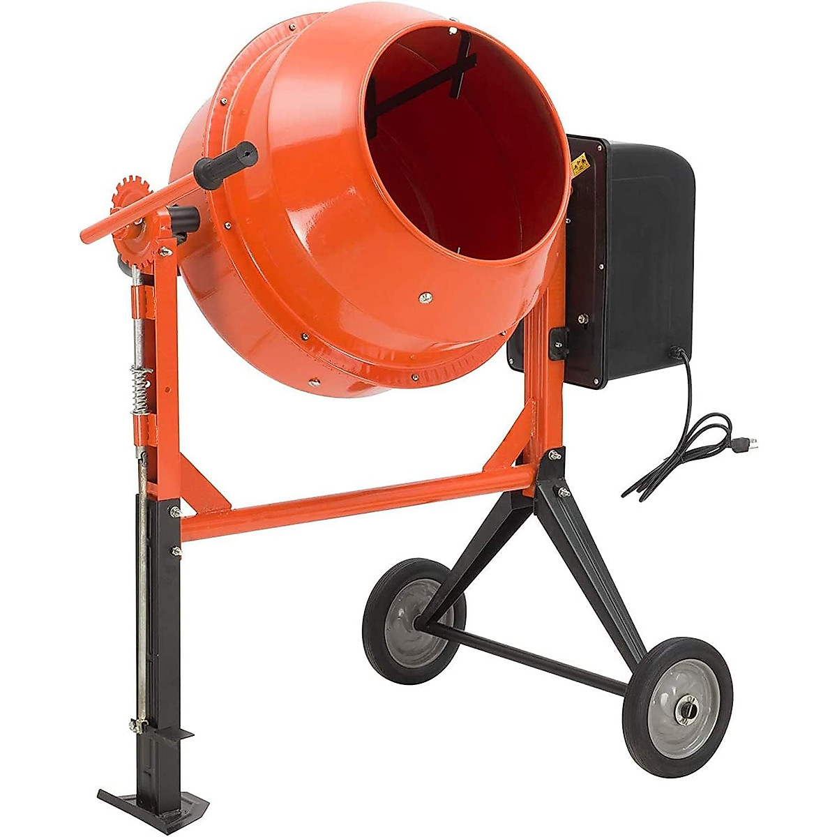 TABU Electric Cement Mixer, 5.0 Cu Ft Portable Concrete Mixer, Mortar Mixing for Stucco/Seeds, Freestanding Cement Mixing Tools with Wheels for Stucco