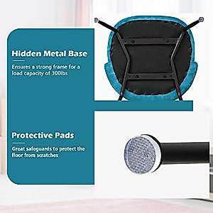 Giantex Modern Velvet Dining Chairs Set of 2 - Comfy Vanity Desk Chair for Living Room, Bedroom, Classic Upholstered Dining Room Chairs for Restaurant, Small Space, Teal Blue