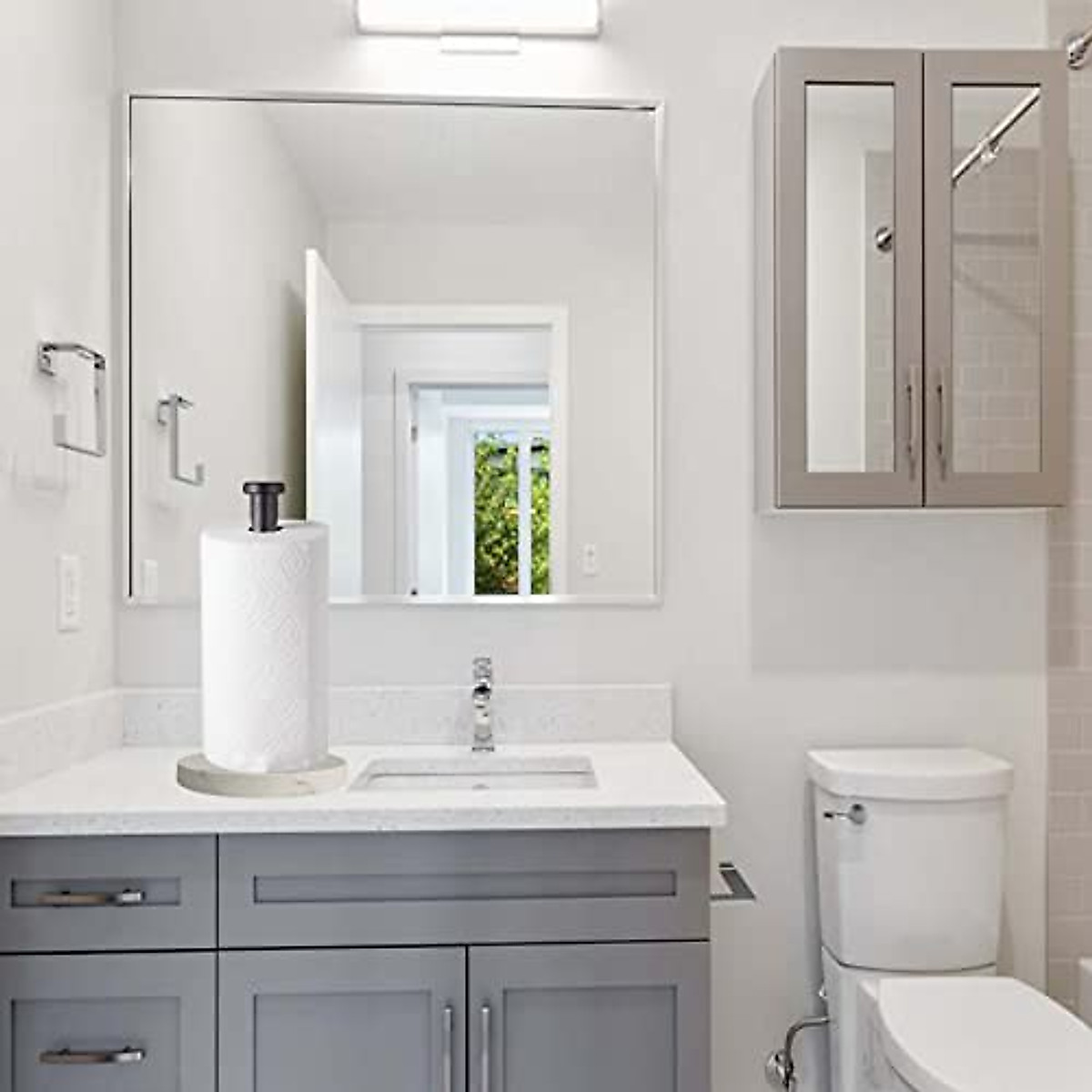 Paper Towel Holder Countertop, Standing Paper Towel Roll Holder for Kitchen Bathroom, with Weighted Marble Base for One-Handed Operation (Black), Black Paper Towel Holder, Marble Paper Towel Holder.…