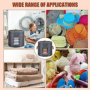 2 Pcs Hat Storage Box 17 x 10.3 Inches Stackable Round Brim Hats Case Foldable Clothes Storage Container Cowboy Hat Stuffed Animal Toy Organizer with Lid,shoulder Strap and Clear Window (2 Pieces)