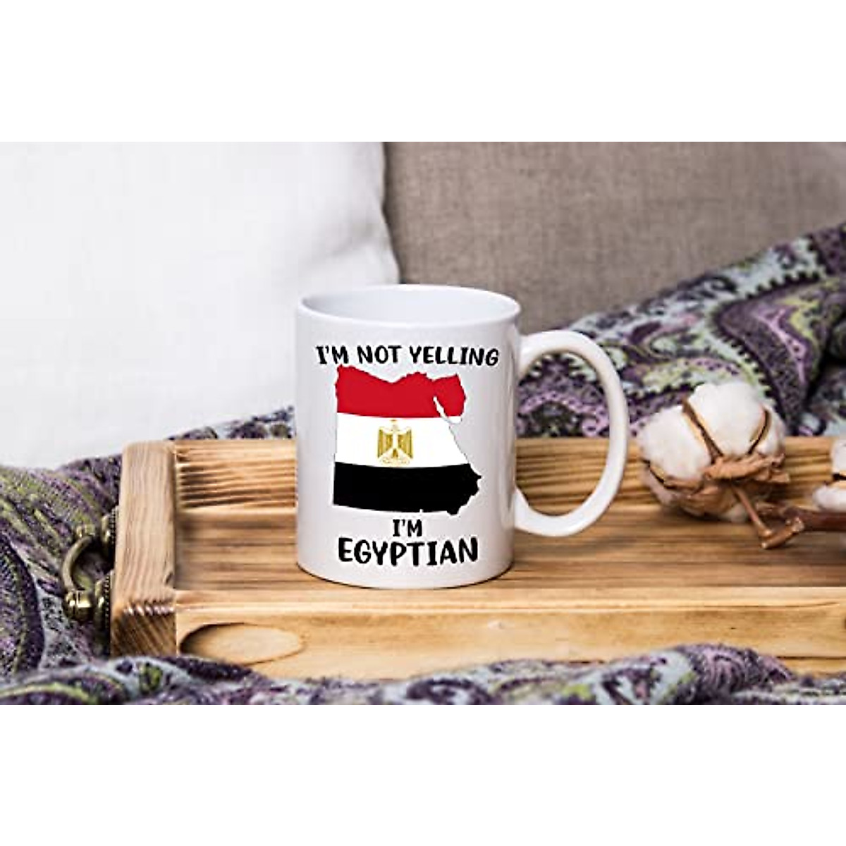 Funny Egypt Pride Coffee Mugs, I'm Not Yelling I'm Egyptian Mug, Gift Idea for Egyptian Men and Women Featuring the Country Map and Flag, Proud Patriot Souvenirs and Gifts