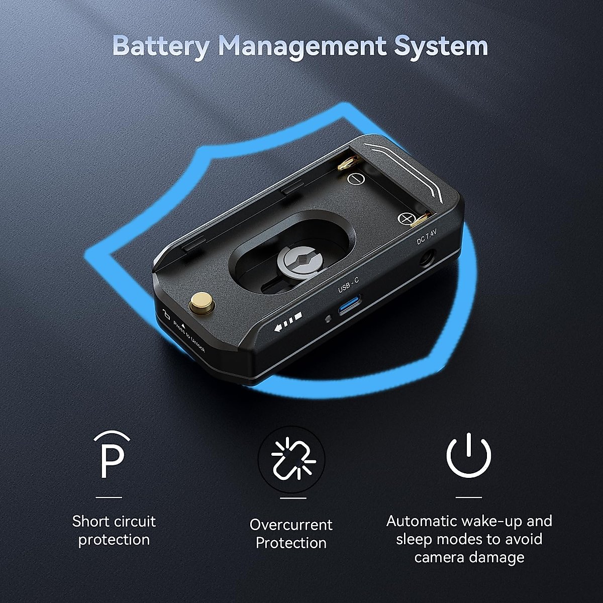 SmallRig NP-F Battery Adapter Mount Plate with LP-E6NH Dummy Battery, for Canon EOS R5/R5C and BMPCC 4K/6K, with USB-C Port and Dual DC Outputs Compatible with NP-F970, NP-F550, NP-F770-4340