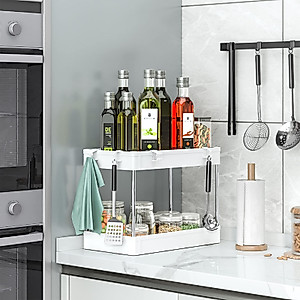 NOTHEIA Storage Cart 2-Tier, Bathroom Organization Slide Out Cart, Laundry Room Organization and Storage Utility Cart, Snack Cart with Wheels Thin Space Solutions Between Washer and Dryer, White