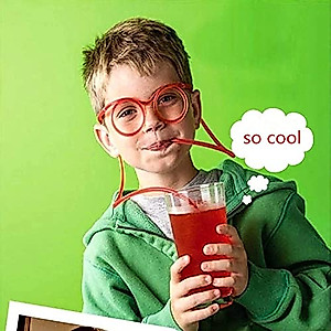 8PCS Silly Straw Glasses, Reusable Fun Loop Drinking Straw Eye Glasses, Novelty Eyeglasses Straw for Party Annual Meeting Parties Birthday (8 Colors)