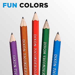 TICONDEROGA Pencils, Wood-Cased Graphite, #2 HB Soft, Pre-Sharpened, Assorted Color Barrels, Black Lead, 10-Pack (13932)