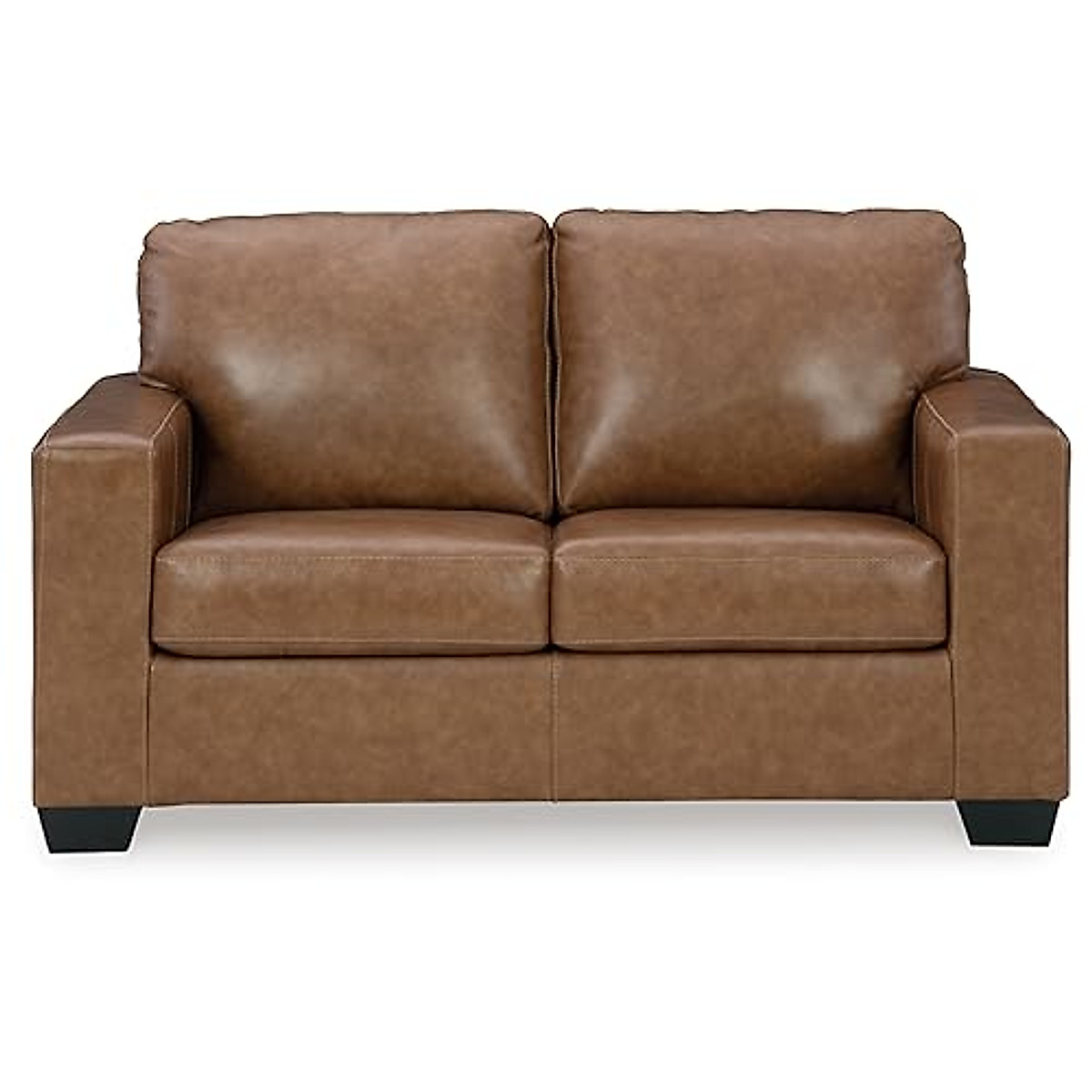 Signature Design by Ashley Bolsena Contemporary Leather Match Loveseat, Dark Brown