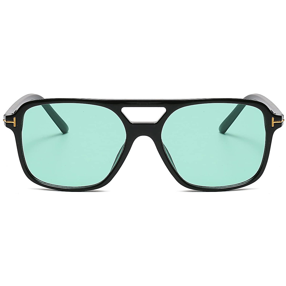 PAMIX Trendy Retro Vintage 70s Square Aviator Sunglasses for Women Men Tinted Shades Cool Cute UV Protection Aesthetic Accessories (Light Green Lens)