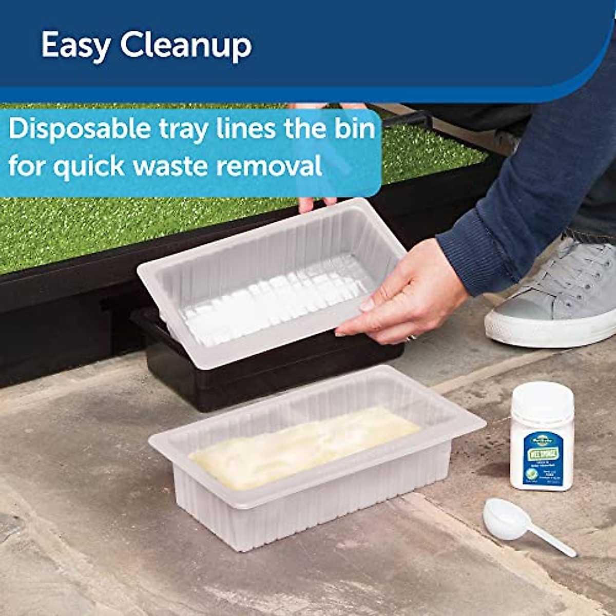 PetSafe Pet Loo Pee-Pod - Compatible with the PetSafe Pet Loo Portable Dog Potty System - Easy to Clean Up Urine Disposal Kit - Includes 7 Pee-Pod Trays and 1 Bottle of Wee Sponge Powder