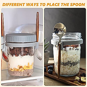 SYOUACEND Set of 2 Overnight Oats Containers with Lids and Spoon, 10 oz Large Capacity Glass Oatmeal Jars, Mason Jars with Airtight Lids for Overnight Oats, Milk, Cereal, Fruit