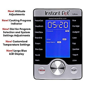 Instant Pot Ultra, 10-in-1 Pressure Cooker, Slow Cooker, Rice Cooker, Yogurt Maker, Cake Maker, Egg Cooker, Sauté, and more, Includes App With Over 800 Recipes, Stainless Steel, 6 Quart