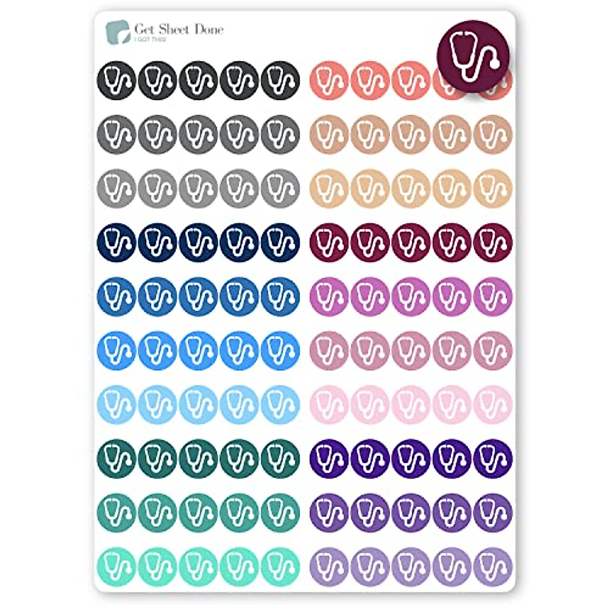 Doctor Nurse Icon Planner Sticker / 110 Dot Vinyl Stickers (1/3”) / On Call Work  / Essential Productivity Life Planner/Bujo Bullet Journaling/Todo Appointments (1 Sheet)