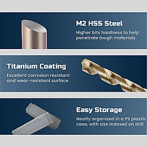 Lichamp Left Hand Drill Bits 4-Pieces 1/8 1/4 3/8 1/2 for Metal Sheet, 4-Piece Genuine M2 HSS Twist Reverse Drill Bits