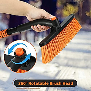 OHMOTOR Ice Scrapers for Car Windshield 26 Inch Snow Brush for Car with 360° Rotating Brush & Foam Grip, Snow Removal Tool for Car Truck SUV Ice Scraper