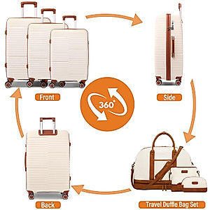 RUNCODE Travel Luggage Sets 6 Piece with Spinner Wheels and TSA Lock, Lightweight ABS Hard Shell Carry On Suitcase Set with 360° Double Wheels for Traveling Women (20"/24"/28")