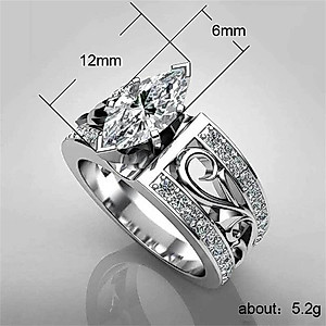 SixTwo 925 Sterling Silver Shiny Full Diamond Hollow Flower Special Marquise Cut Cubic Zirconia Halo Ring Dazzling CZ Diamond Eternity Engagement Wedding Band Ring for Women ST.216 (7)