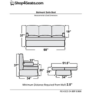 Qualitex Belmont 68" RV Sofa Bed, Ultimate Leather, Full Size Bed, w/Cupholders, Removable, Slide-Out Arms, Fawn