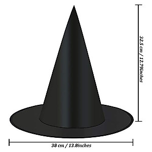 ELCOHO 12 Pieces Halloween Costume Witch Hat with 100 Yards Hanging Rope for Halloween Yard Decoration