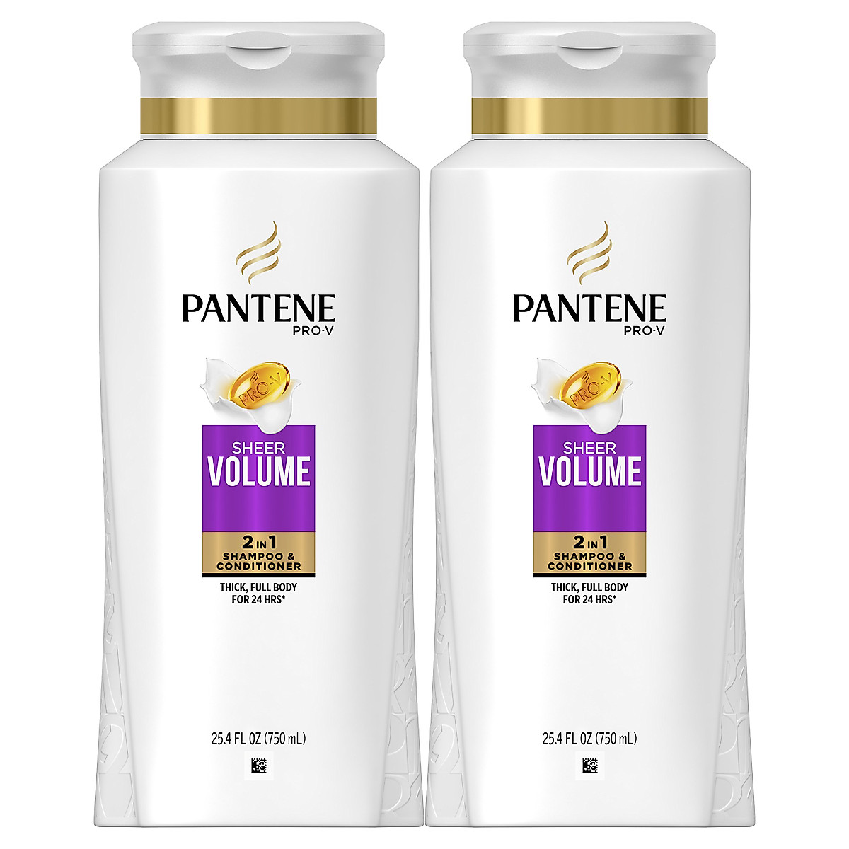 Pantene, Shampoo and Conditioner 2 in 1, Pro-V Sheer Volume for Fine Hair, 25.4 fl oz, Twin Pack