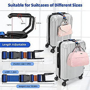 Exshoiu Luggage Hook Strap, J Hook Luggage Strap Flight Attendant with Hands Free, Adjustable Travel Luggage Straps for Add a Bag Hook (Deep Blue)