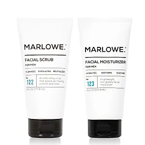 MARLOWE. No. 123 Men's Facial Moisturizer and No. 122 Facial Scrub Skincare Pack | Exfoliating Face Wash and Lightweight Daily Face Cream | Suitable for Dry and Oily Skin | Natural Ingredients
