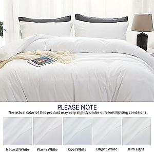 MUXHOMO Duvet Cover Queen Size, White Duvet Set Queen 3 Pieces, Cooling Queen Size Duvet Covers Set, Brushed Microfiber Comforter Cover with Zipper Closure and 2 Pillow Cases (90"×90")