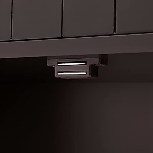 Iwell Bathroom Storage Cabinet, Linen Cabinet with Glass Doors & Adjustable Shelf, Freestanding Storage Organizer for Living Room, Home Office, Bathroom, Brown