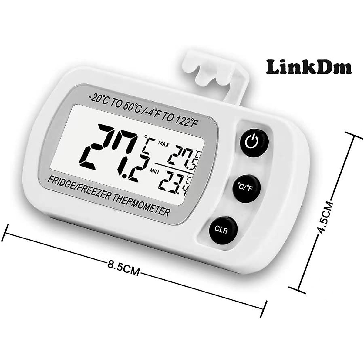 LinkDm 2 Pack Digital Refrigerator Freezer Thermometer,Max/Min Record Function with Large LCD Display
