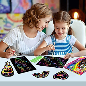 ZMLM Scratch Paper Art-Craft for Girls: Rainbow Scratch Magic Drawing Set Paper Pad Board Supply Kit Girl Project Activity for 3-12 Age Kid Toy Holiday|Party |Birthday|Children's Easter Day Gift