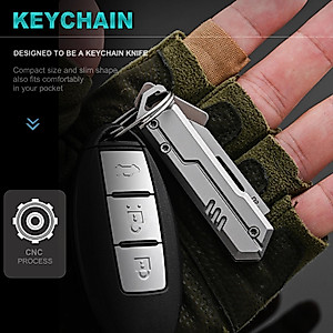 VIFUNCO Keychain Knife, D2 Folding Pocket Knife for Men, CNC Key Knife/Box Cutter Knife for Women, Small Pocket Knives for EDC, Gifts for Dad husband Him