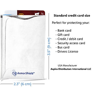 Semper Paratus Gear TYVEK Credit Card Sleeves Protectors 100% MADE IN USA - For Travel wallet or purse. RFID Blocking 13.56 Blank White SPG-TYVEK-RFID-CCP Semper Paratus