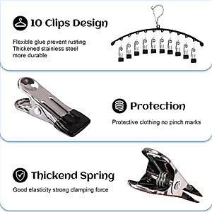 Legging Organizer & Pants Hangers for Closet, 4 Pack/40 Clips Metal Pants Hangers with Rubber Coated Clips, Hanging Storage Closet Organizer for Hat/Shorts/Jeans/Yoga Pants/Scarves/Clothes (Black)