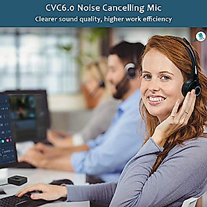Golvery Bluetooth Headset with Microphone, Truck Driver Headset w/Charging Base, Wireless Office PC Hands-Free Headphone with Noise Canceling for Call Center, Skype, Supports Music 17 Hrs Talk Time