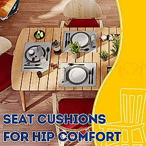 AAAAAcessories Square Chair Cushions with Ties and Removable Cover, 2" Thick Kitchen Chair Pads, Indoor Dining Room Chair Cushions, 16" x 16", 6 Pack, Wine Red