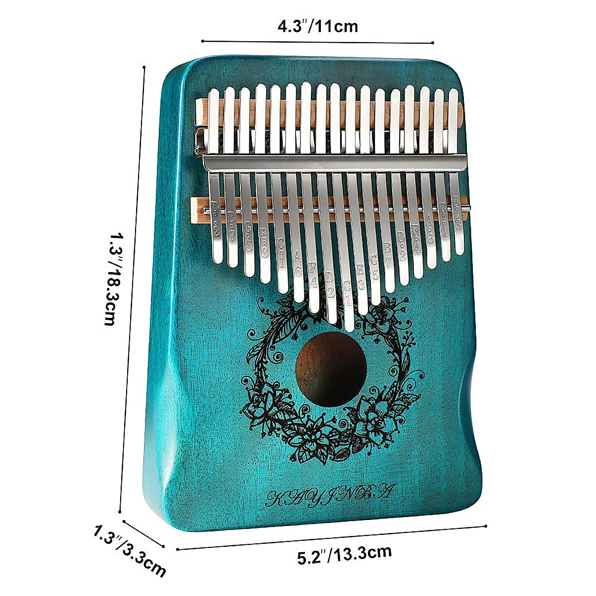 Kalimba-17 Key Thumb Piano,Exquisite Mahogany Wood Portable Kalimba,Tune Hammer and Study Instruction,Musical Gifts for Music lovers Adults Kids(Teal Blue)