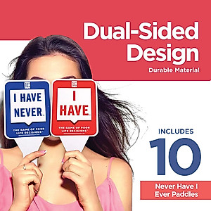 Never Have I Ever Card Game Paddles, Maximize The Fun of Playing Cards, 10 Physical I Have and I Have Never Paddles, Portable Adult Games for Game Nights, Vacations, Family Gatherings, Ages 17+