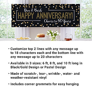 Let's Make Memories Personalized Celebration Banner - Party Decor - Black & Gold - 8 Feet