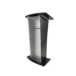 Acrylic Church Podium Pulpit Debate Conference Lectern Plexiglass Lucite Black Wood Shelf Cup Holder on Wheels 1803-5-BLACK-NPF