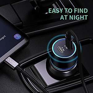 20W Dual USB C Fast Car Charger, Cluvox Type C Automobile Charger Compatible for iPhone 13/12 Pro/Max/Mini/14 Plus/11/X/XS/XR/8/Plus, Galaxy S21/S20, Pixel, iPad Pro Cigarette USB Charger Adapter