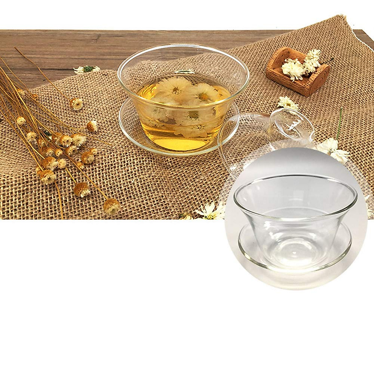 Gaiwan Tea Set, Chinese Traditional Gai Wan Cup With Lid For Infuser Oolong Tea/Puerh Tea (Glass)