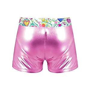 Hansber Kids Girls Sleeveless Leotard Gymnastics with Shorts Athletic Biketard Unitard 2 Piece Dance Outfits Pink 8