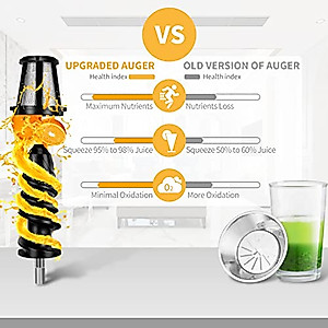 CIRAGO Juicer Machines, Slow Masticating Juicer Extractor Two Speed Adjustment, Easy to Clean, Quiet Motor, Cold Press Juicer for Vegetables and Fruits, BPA-Free (Grey)