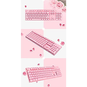 Lomiluskr JXZJ Pink Wired Mechanical Keyboard with White Backlit, 22 Lighting Effects, 104 Keys Anti-Ghosting Gaming Keyboard (Pink, Blue Switch)