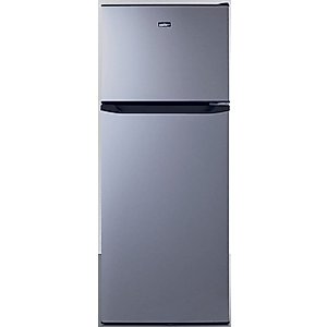 Summit Appliance FF1293SSIM 24" Wide Top Mount Frost-Free Refrigerator-Freezer with Icemaker in Stainless Steel Look, Black Cabinet, Adjustable Thermostat, Door Storage, Interior LED Lighting