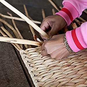 eHemco Water Hyacinth Wicker Storage Rectangular Baskets, Set of 4, Natural