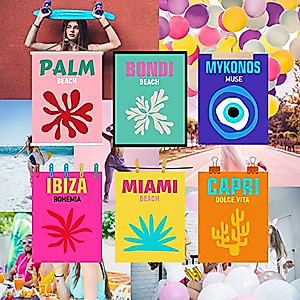 Maxee Preppy Beach Room Decor Aesthetic Wall Decor Preppy Paintings for Bedroom Wall Art College Dorm Room Decor Preppy Pictures for Wall Posters (8x10 Inch,Set of 6, UNFRAMED)