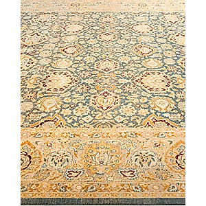 One of a Kind Hand Knotted Hand Made Wool Traditional Oriental Mogul Gray 8 X 10 Area Rug