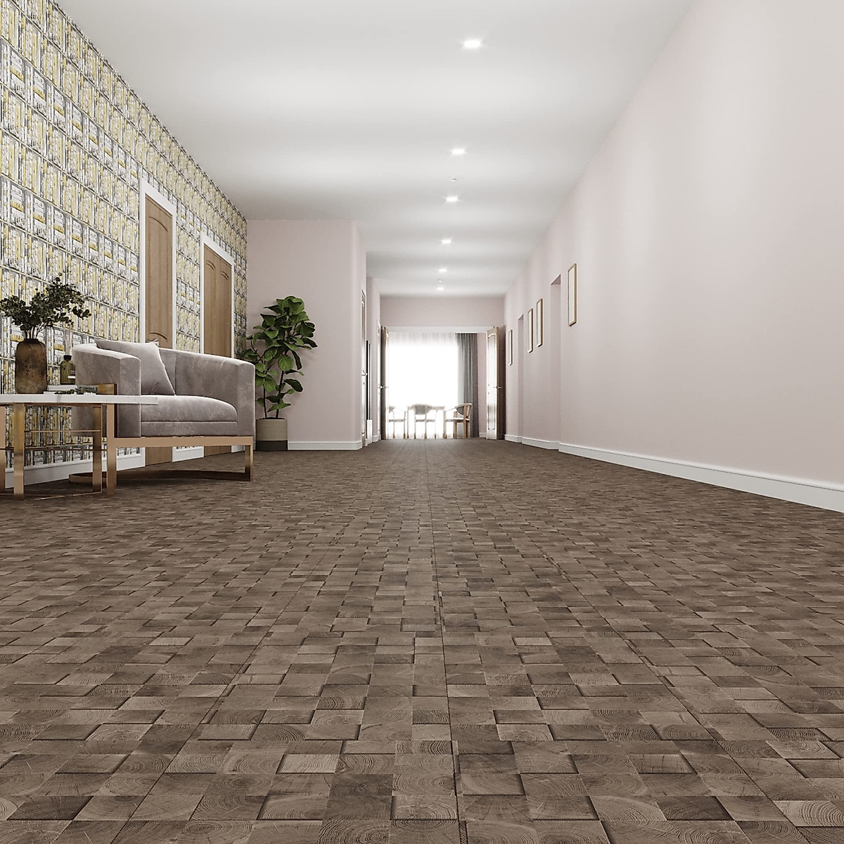 Lucida Surfaces Luxury Vinyl Floor Tiles | Glue Down Adhesive Flooring | Textured Look Plank | FabCore End Grain Blocks | Single Sample Tile