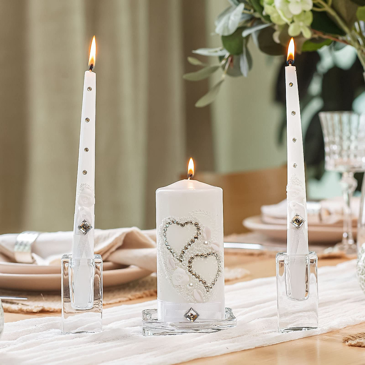 Wedding Candles for Ceremony - 6" Pillar 10" Taper Love Ceremony Candles Wedding - Faith Hope Love Candle Mesas Decorativas para Fiesta Set de velas decorativas